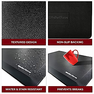 Mueller Anti Fatigue Mat, 3/4" Thick, Waterproof 20x35 Kitchen Mats for Floor, Anti-Slide Standing Desk Mat & Office Floor Mat, Heavy Duty PVC Ergonomic Foam Mat, Black Leather-Look Design