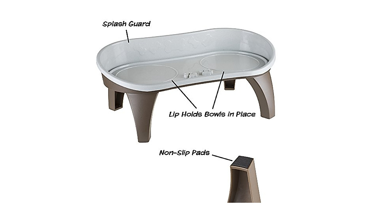 Elevated Pet Feeding Tray with Splash Guard & Steel Bowls | PETMAKER