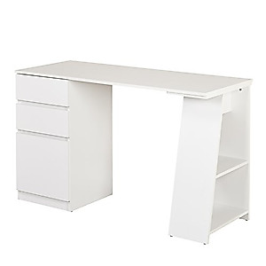 Target Marketing Systems Como Computer Desk with Storage, 3-Drawer Laptop Table with 2 Shelves for Home Office, Study Room and Gaming, 49.6 Inches Wide, White