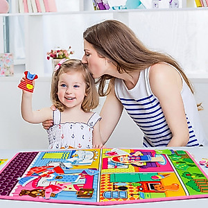 OKOOKO Dress Up House Felt Board 35PCS Double-Sided Foldable Dress Up Teaching Girls Toy Preschool Crafts Storytelling Early Learning Interactive Play Kit for Toddlers Kids