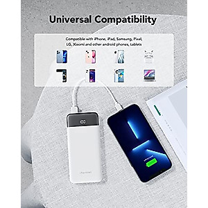 Charmast Portable Charger, USB C Battery Pack, 3A Fast Charging 10400mAh Power Bank LED Display, Slim Portable Phone Battery Charger for iPhone 13 12 11 X 8 7 Samsung S21 S20 Google LG OnePlus iPad