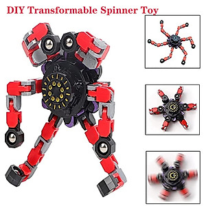 4PCS Fidget Spinners Kids Gyro Deformation Robot Transformable Fingertip Spinners Stress Reduction Toys Adults DIY Deformed Mechanical Spiral Fingers