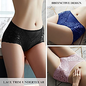 LORRZHI Underwear for Women Plus Size Womens Lace Underwear Sexy Seamless Brief Ladies Panties 5-Pack