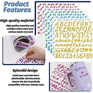 Colorful Glitter Letter Stickers for Stanley Cups