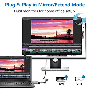 TECHTOBOX Active DVI to VGA,6FT DVI-D to VGA Male to Male Cable DVI-D 24+1 to VGA Adapter Supports 1080P FHD Compatible for Computer,Graphics Card to Old Monitor,TV,KVM