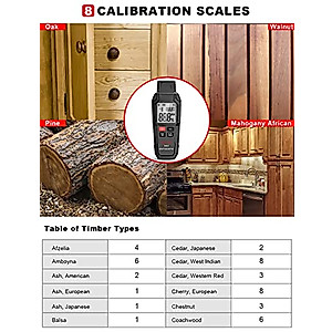 QLUUE Digital Moisture Meter, Moisture Tester with Replaceable pin, Temperature Measurement, Backlit LCD Display Moisture Detector for Wood, Building, Floor