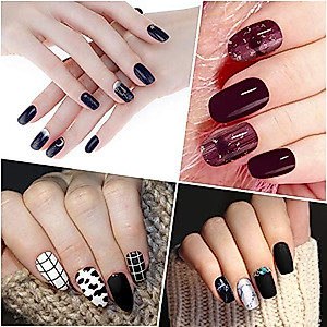 20 Sheets 280 Pieces Black Nail Wraps Self Adhesive Full Cover Nail Decals Art Nail Polish Stickers False Nail Decals Manicure Stickers with 2 Pcs Nail Files for Girls Women (Chic Style)