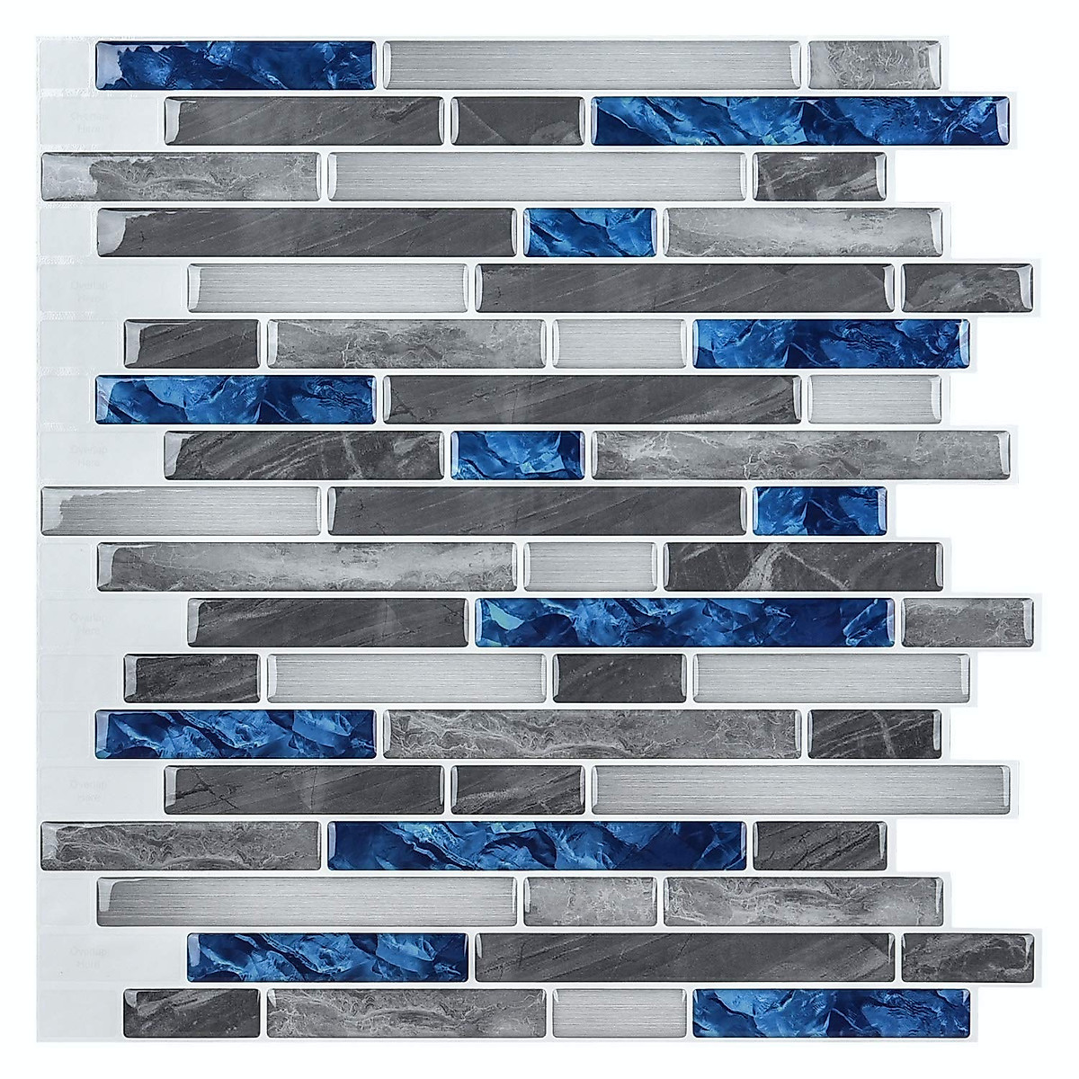 Art3d Peel & Stick Brick Kitchen Backsplash Self-Adhesive Wall Tile Stone Design, 10 Sheets, Blue Marlbe, 30 * 30cm (A17086P10)