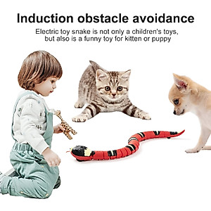AMCHSURI Electric Snake Toy, Smart Sensing Snake Cat Toy with USB Rechargeable Snake Toy for Cats Snake Toy That Moves Snake Toy for Cat 40cm