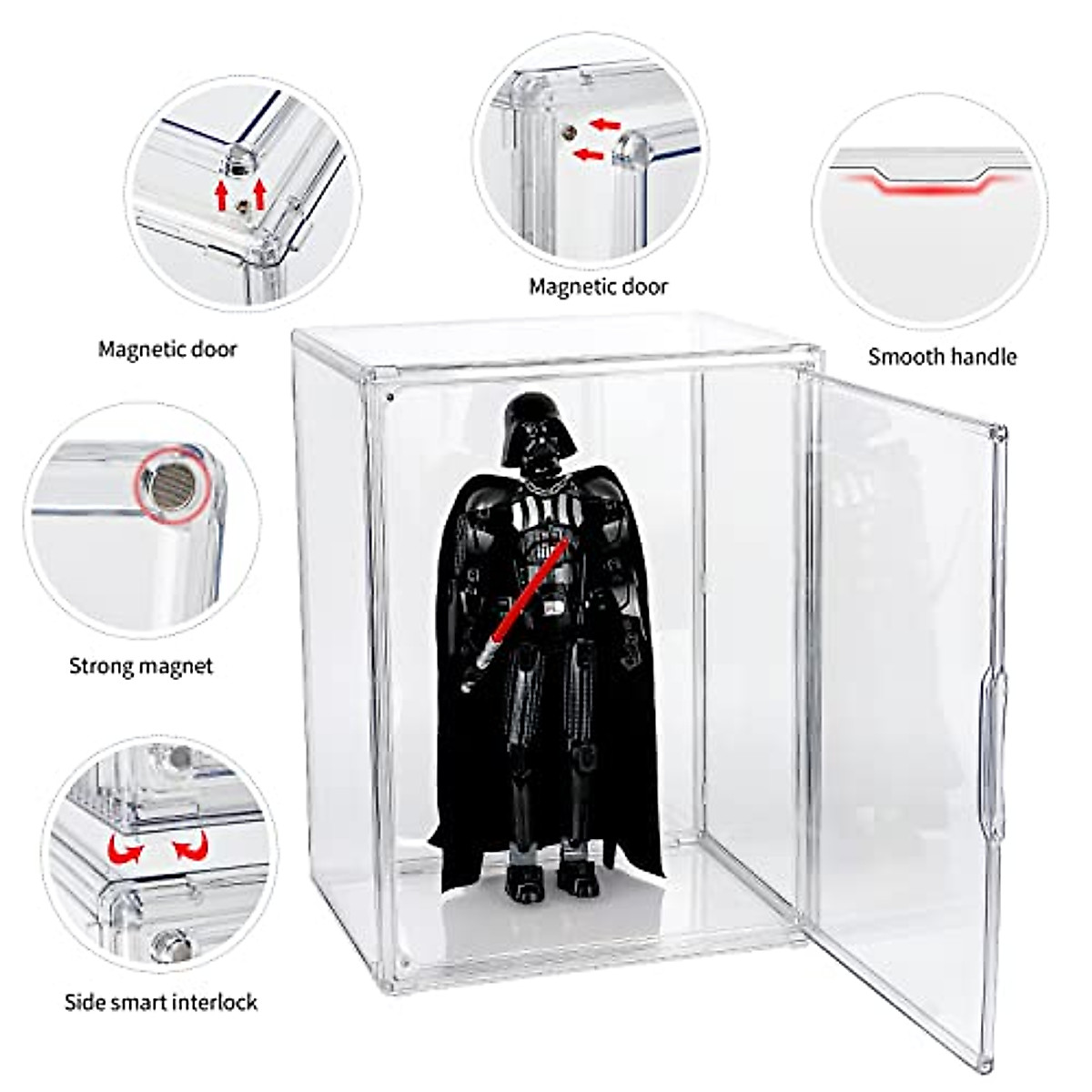 Cutora 3 Pack Clear Handbag Purse Storage Organizers for Closet, Acrylic Handbag Purse Shoes Toy Display Plastic Case, Anti Dust Luxury Stackable Bag Container Box with Magnetic Door for Pocketbook Clutch