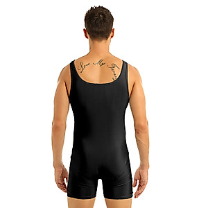 Yihuimin Men's One Piece Tank Top Sports Workout Leotard Bodysuit Wrestling Singlet Underwear Black 3X-Large