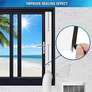 Pomeat Portable AC Window Kit with 5 inches Coupler, Adjustable AC Vent Kit Universal Window Seal Kit for Portable Air Conditioner, Adjustable Length 17 inches-60 inches
