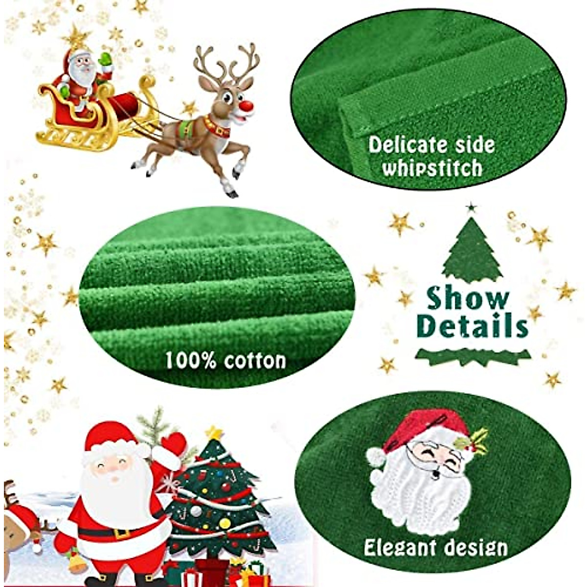 SamfuLoge Christmas Hand Towels, 6 Pack Decorative Dish Towels Pure Cotton Towels Christmas Kitchen Towels for Drying, Cleaning, Cooking & Baking, Embroidered Christmas Design Towels Gift Set