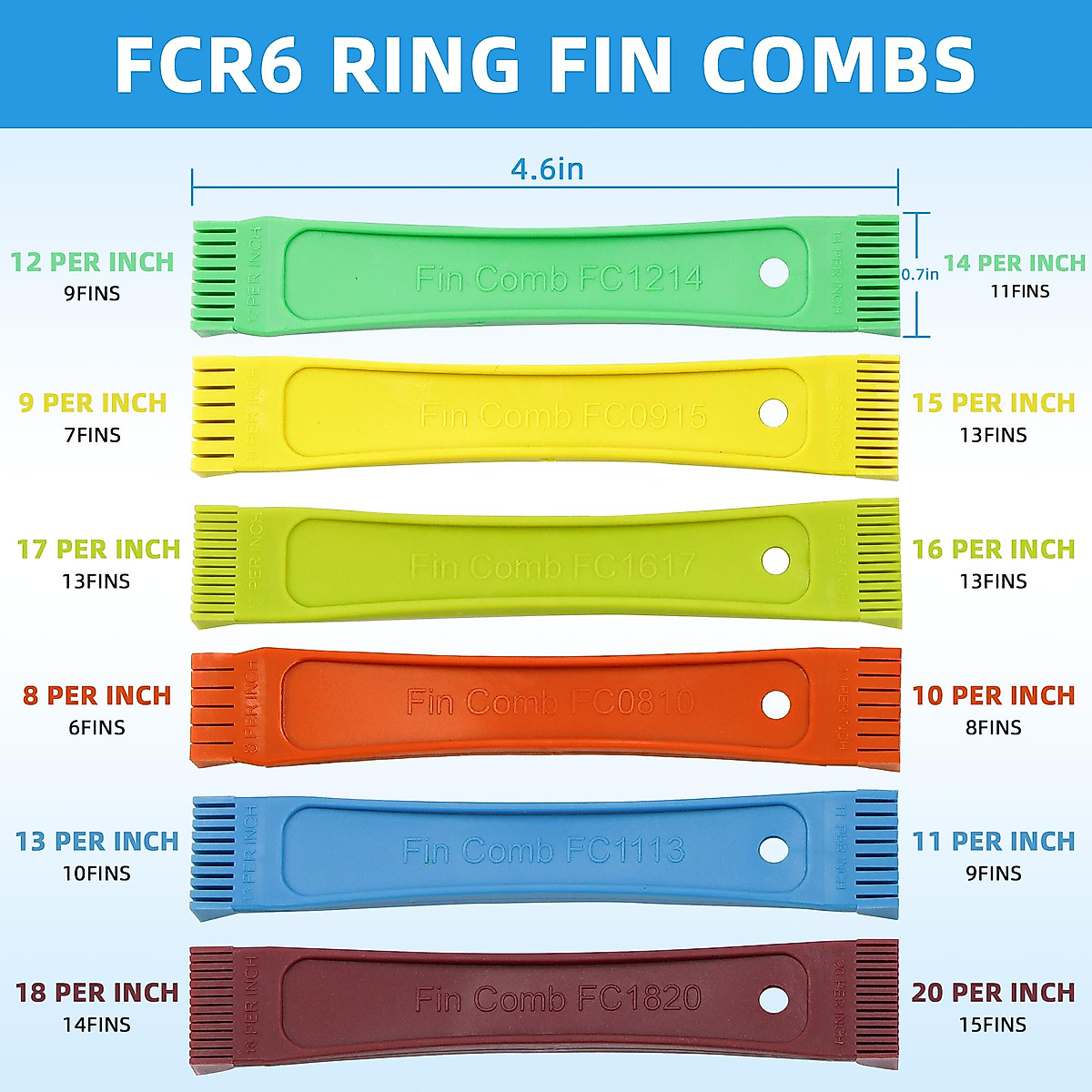 AMI PARTS 3 PCS Air Conditioner Fin Comb Condenser Fin Straightener Include FCR6 Fin Comb, Plastic Air Conditioner Fin Comb and Metal Radiator Fin Comb for Air Conditioner Condenser