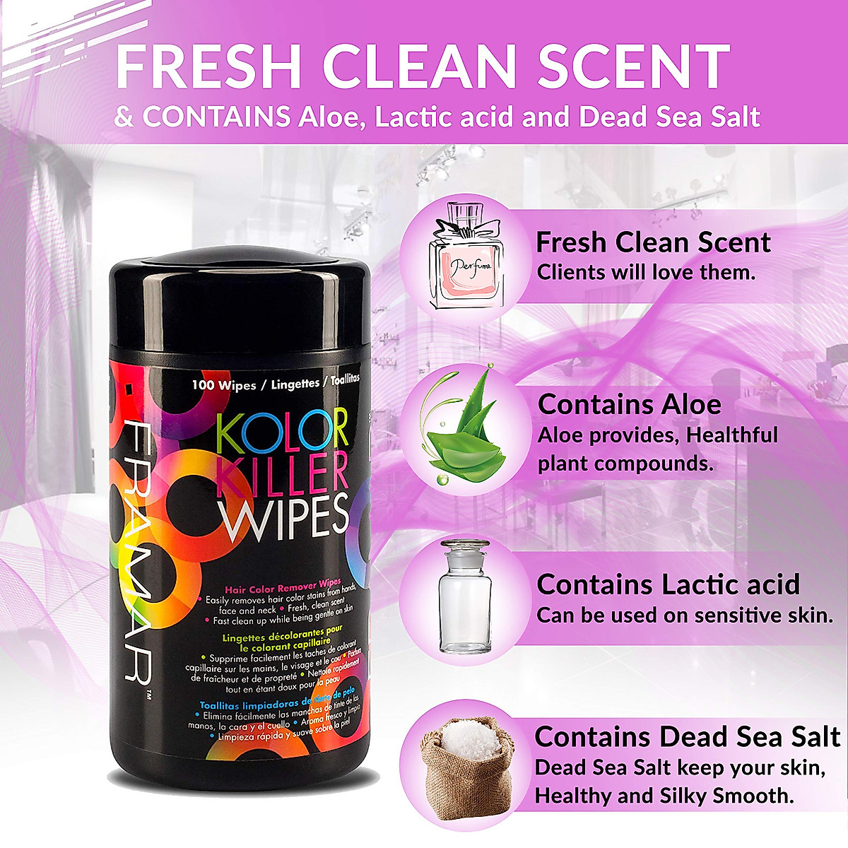 Framar Kolor Killer Wipes – Hair Dye Remover, Hair Color Remover – Wipes Dispenser of 100