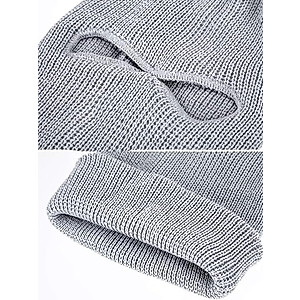 HESTYA 2 Holes Ski Masks Winter Balaclava Knitted Full Face Cover Mask Beanie Hat for Men Women Cold Weather Outdoor Sports(Black, White, Grey, Medium)