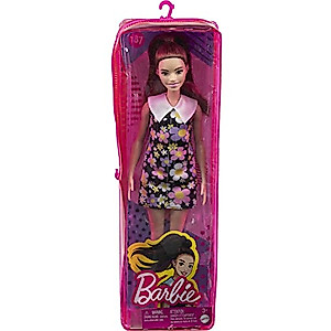 Barbie Fashionistas Doll #187 with Behind-The-Ear Hearing Aids, Brunette Ponytail, Shift Dress & Pink Boots