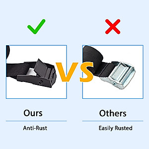 RIO Direct 2PCS Tie Down Straps, Heavy Duty Lashing Straps Adjustable Cam Buckle Tie-Down Straps for Motorcycle, Cargo, Trucks,Trailer,Luggage- 9.8' x 1" Black