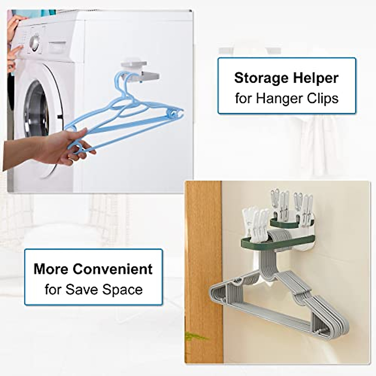BULFULL Hanger Organizer No Punching Hanger Storage Rack, Foldable Hanger Storage Holder Hanger Organizer Rack Double Layer, Hanger Holder Stand Hanger Organizer Stacker for Closet Laundry Room (Grey)