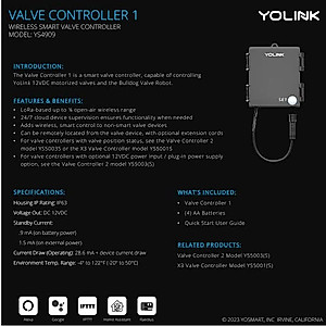 YoLink Wireless Smart Valve Control Kit, 1" Brass Motorized Valve, Wireless Valve Controller, Battery Powered Valve