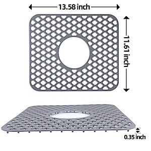 Sink Protectors for Kitchen Sink, 2PCS Kitchen Sink Mats Silicone Sink Protector, Sink Mats Grid for Kitchen Bottom of Farmhouse Stainless Steel Porcelain Sink 13.58 ''x 11.6 ''