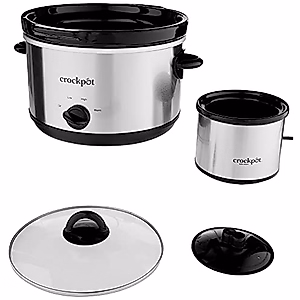 Crock-Pot SCR503SP 5-Quart Smudgeproof Round Manual Slow Cooker with Dipper, Silver