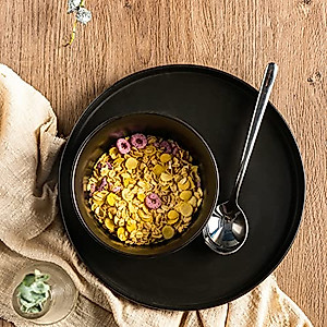 AmorArc Stoneware Cereal Bowls for Kitchen, 26 ounce Ceramic Soup Bowls Set of 6 for Oatmeal Snacks Soup Cereal, Chip-Resistant Kitchen Bowls, Matte Black