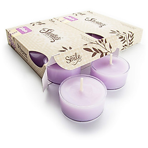 Pure English Lavender Premium Tealight Candles Multi Pack - Highly Scented with Essential & Natural Oils - 12 Purple Tea Lights - Beautiful Candlelight - Made in The USA - Flower & Floral Collection