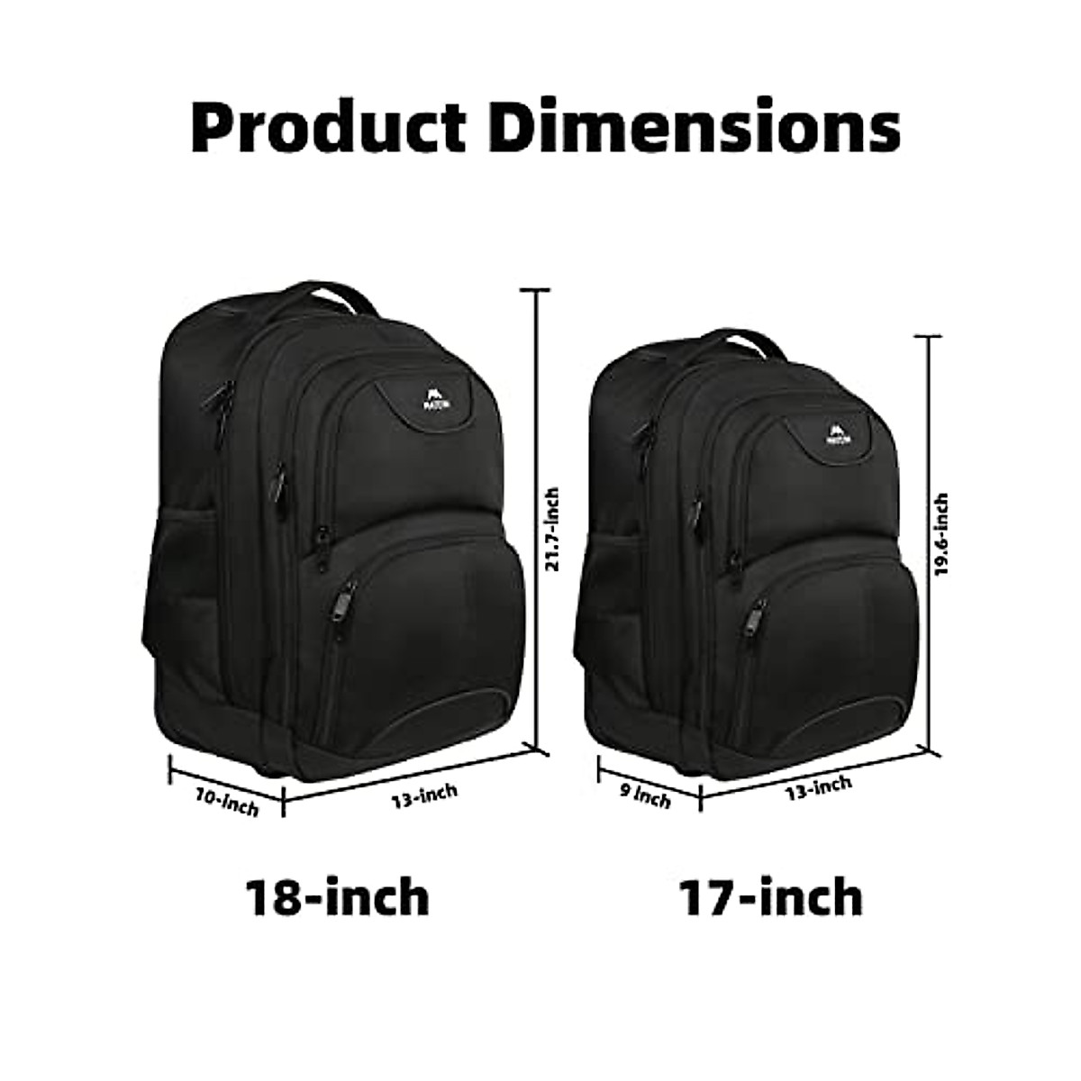 MATEIN Wheeled Backpack, 18 inch Laptop Backpack with Wheels for College, Rolling Travel Backpack, Carryon Trolley Luggage Suitcase Compact Business Computer Bag for Men Women, Black