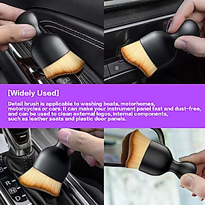 AOCISKA Car Interior Detailing Brush,Soft Bristle Cleaning Brush Car Detailing Brush Dusting Brush,Car Interior Cleaning Tool,Auto Detail Brush Car Dash Duster Brush (Black with Cap)