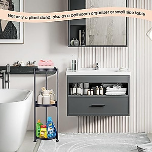 3 Tier Plant Stand Indoor Outdoor 34'' Extra-Tall Metal Plant Stands for Potted Plants Multiple Tiered Plant Shelf Vertical Black Iron Planter Rack Large Flower Pot Holder Table for Patio Corner