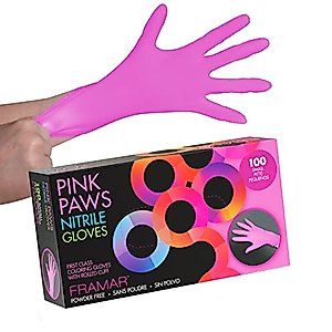 FRAMAR Pink Gloves Disposable Latex Free – Pink Nitrile Gloves Small, Disposable Gloves Small, Rubber Gloves Disposable, Esthetician Supplies, Mechanic gloves Disposable, Guantes Desechables 100 Pk