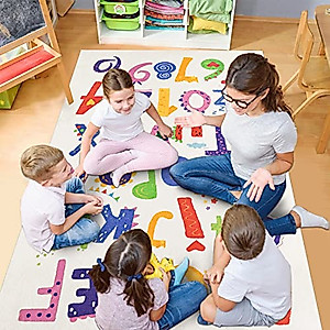 HiiARug Kids Rug ABC Alphabet Numbers Educational Rug Baby Play Mat for Floor Large Thick Area Rugs Non Slip Learning Carpet for Baby Children Bedroom Classroom Playroom (60 x 36 Inch)