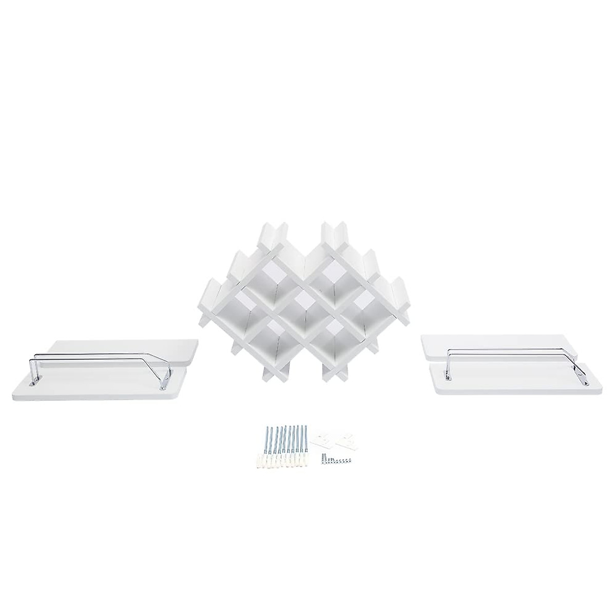 WINUS Wine Holder Rack, Wall Mounted Wine Bottle Display Rack Storage Holder Winery Wall Hanging Home Wine Cellar Rack Beer Wall Decoration Rack, Bottle Glass Holder Shelves (5-Piece Set White)