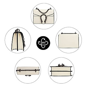 GLOD JORLEE Trendy Chain Crossbody Mini Bags for Women - Luxury Snake Printed Leather Shoulder Satchel Bag Evening Clutch Purse Handbags (off-white,Size:XS)