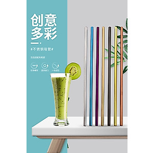 100Pcs Reusable Metal Straight Straw in Bulk Order. 265mm Long Rose Gold Drinking Straws Bronze Color Stainless Steel Straws for 20 and 30 oz Tumbler Yeti (10.5" Long, Rose Gold-100pcs Straight)