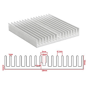 Unxuey 60mm x 60mm x 10mm Aluminum Module Heatsinks Aluminum Profile Heat Sink Cooler Cooling Fin for Power Amplifier Transistor (Pack of 10)