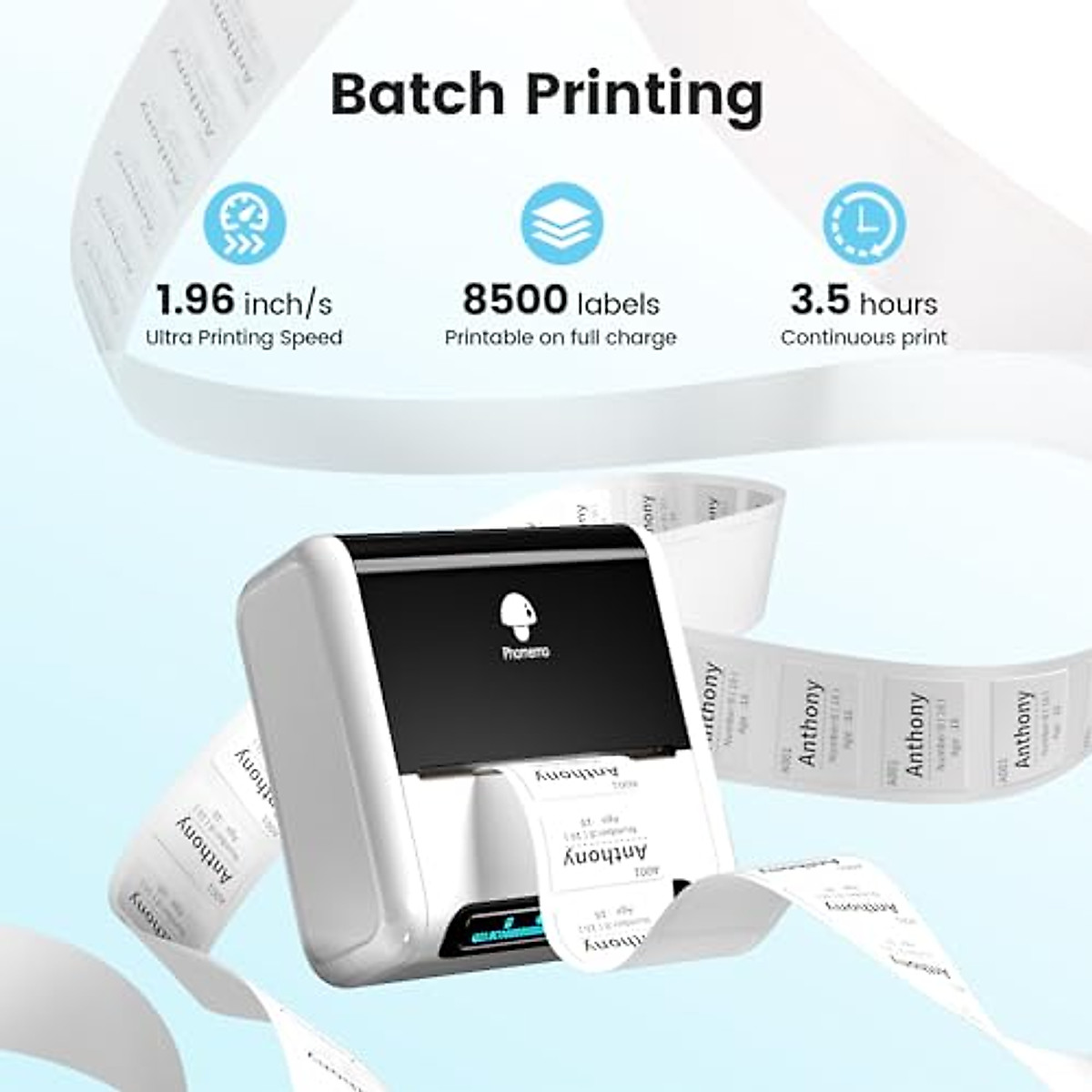 Memoking Bluetooth Label Maker - M200 Thermal Label Printer for Small Business, Address, Logo, Mailing, Office Organization, Kitchen, Label Maker Machine for Phones & PC, 3 Roll Labels