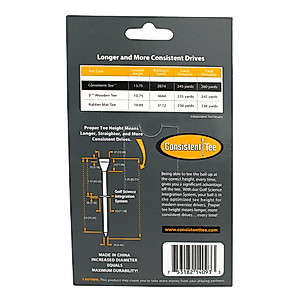 Consistent 2 Tee 3 1/4" Golf Tee Packs - Black