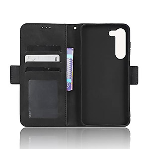 HZSANXIN Compatible with Samsung Galaxy S23 Case Flip Cover Ultra Slim Leather Bumper Retro Wallet with Stand Function Independent Card Package (Black)