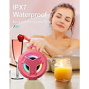 EBODA Bluetooth Shower Speaker, Waterproof Portable Wireless Speakers with Light, IP67 Floating, 2000mAh, Small Portable Speaker for Kayak, Beach, Pool Accessories, Gifts for Girls