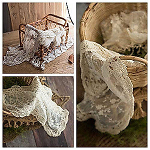 Honra Newborn Photography Prop Lace Wrap Baby Girl Posing Photoshoot Blanket (Ivory Cream A)