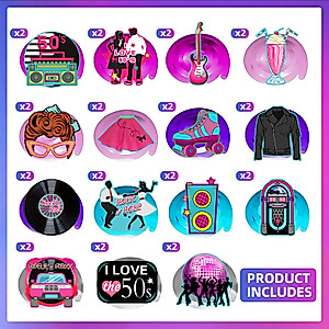 ZCPTZ 60 Pcs 50s Party Decorations 1950's Rock and Roll Party Decorations Hanging Swirls Ceiling Decor Soda Sock Hop Grease Decorations for 50's Theme Retro Disco Vinyl Record Music Party