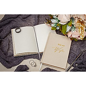 MUUJEE for My Husband and for My Wife Vow Books (Set of 2) - Grey and Ivory Gold Foil Embossed Vows Book Journal for Wedding Ceremony Vow Renewal Valentines Day Gift for Husband Wife