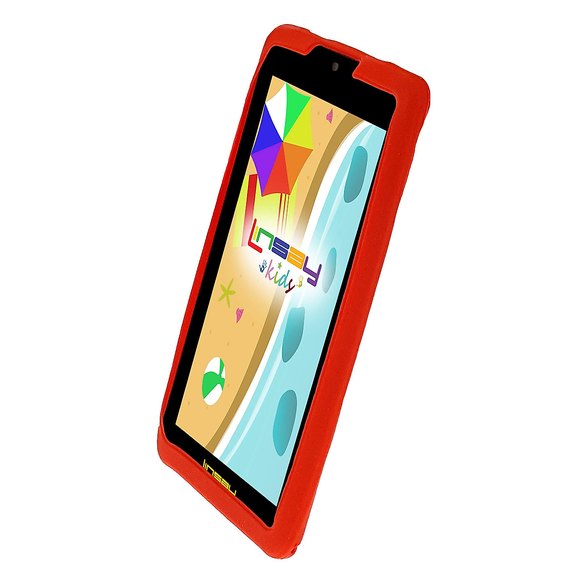 LINSAY 7" Kids Funny Tablet HD Screen Quad Core Bundle with Red Kids Defender Case Ultra-Protection - Camera Newest Android Operation System Thousands of Free Kids Applications. Google Certified