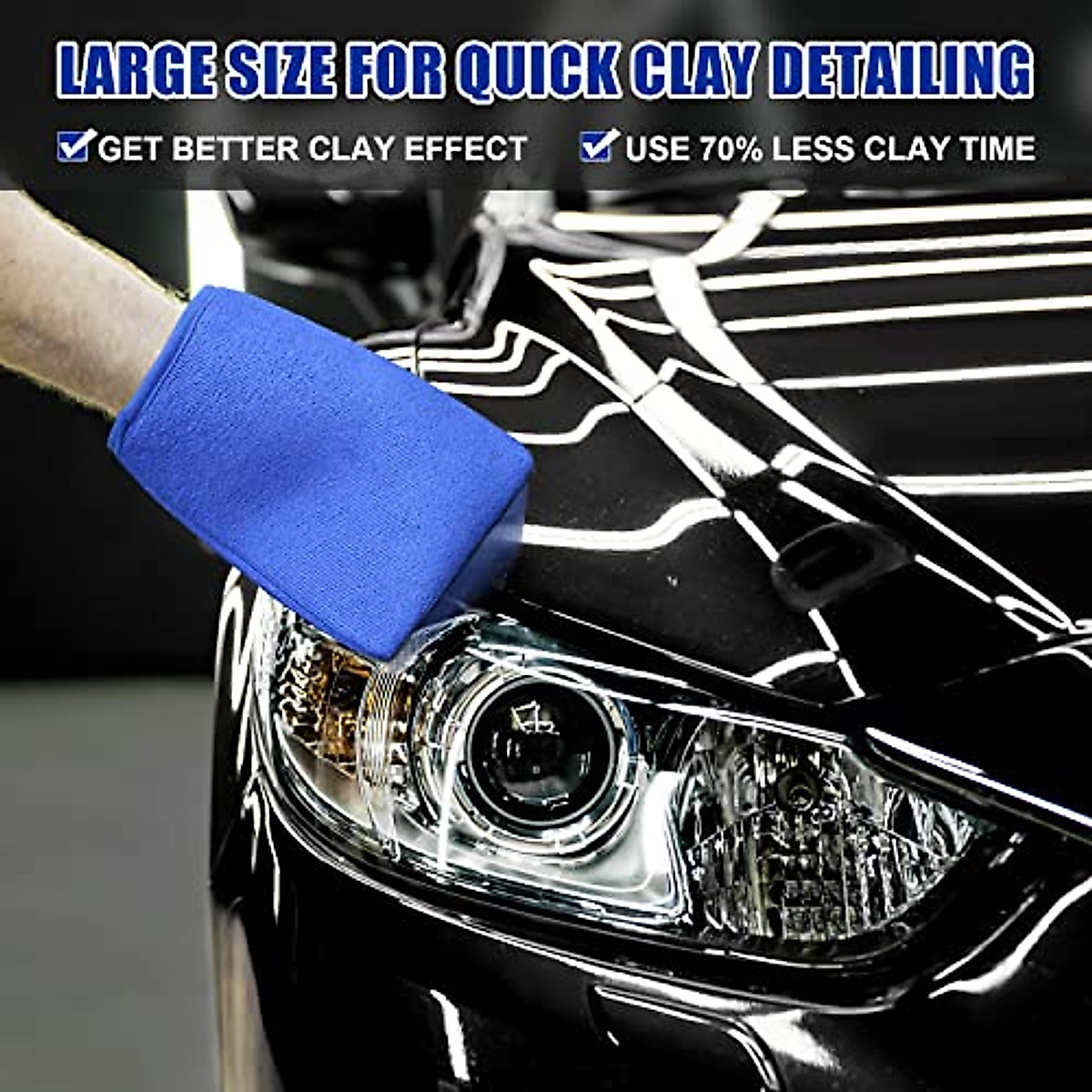 GMISUN Clay Mitt, 2 Pack Clay Bar Mitt for Car Detailing, Medium Grade Magic Car Wash Mitt Auto Detailing, Scratch Free and Paint Safe for Car Detailing Cleaning Polishing Paint, Glass, Wheels