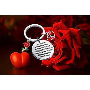 SEIRAA Apology Gift Forgive Me Gifts to Say You're Sorry for Him Her We Cannot Change the Past Keychain (Apology keychain)