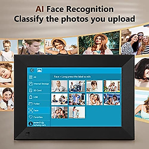 Digital Picture Frame - Benibela 8 Inch 32GB WiFi AI Smart Electronic Photo Frames, IPS Touch Screen, AI Recognition, Auto-Rotate, Wall Mounted, 2 Filter, Share Photo Video Anywhere via Email App USB