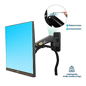 NB North Bayou TV Monitor Wall Mount Bracket Full Motion Articulating Swivel for 17-27 Inch Monitors with Gas Spring (Black Single Extension) F120-B