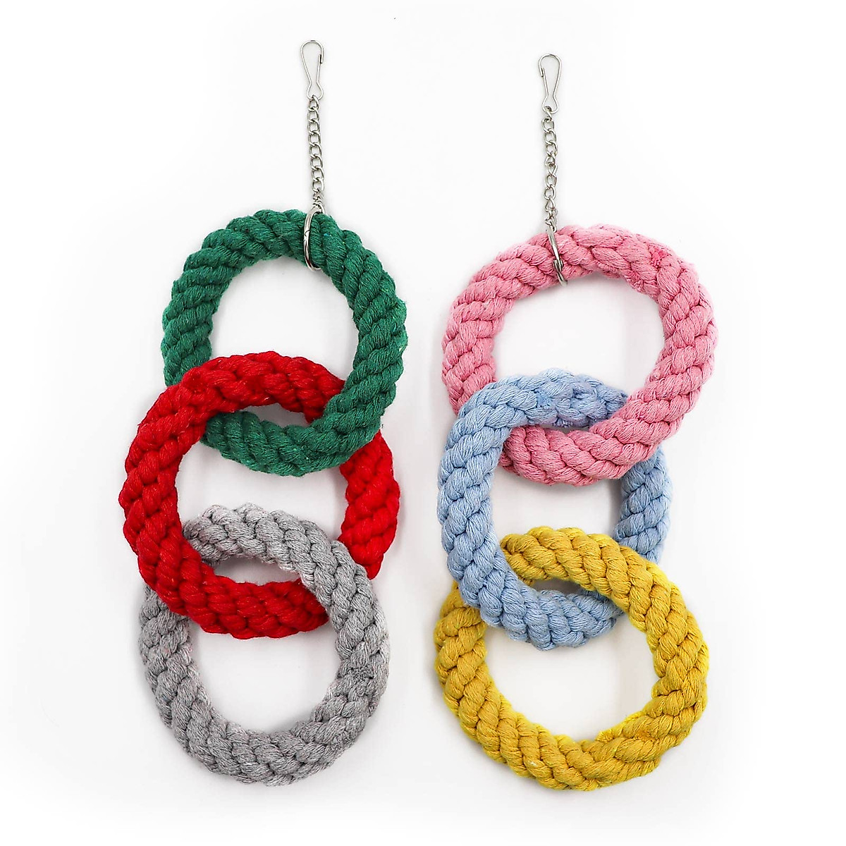 2 Pack Sugar Glider Hanging Three-Ring Climbing Toys, Colorful Sugar Glider Swing Toys, Sugar Glider Hamster Rats Toys, Cage Accessories for Sugar Glider Ferret Hamster Squirrel Chinchilla Parrots